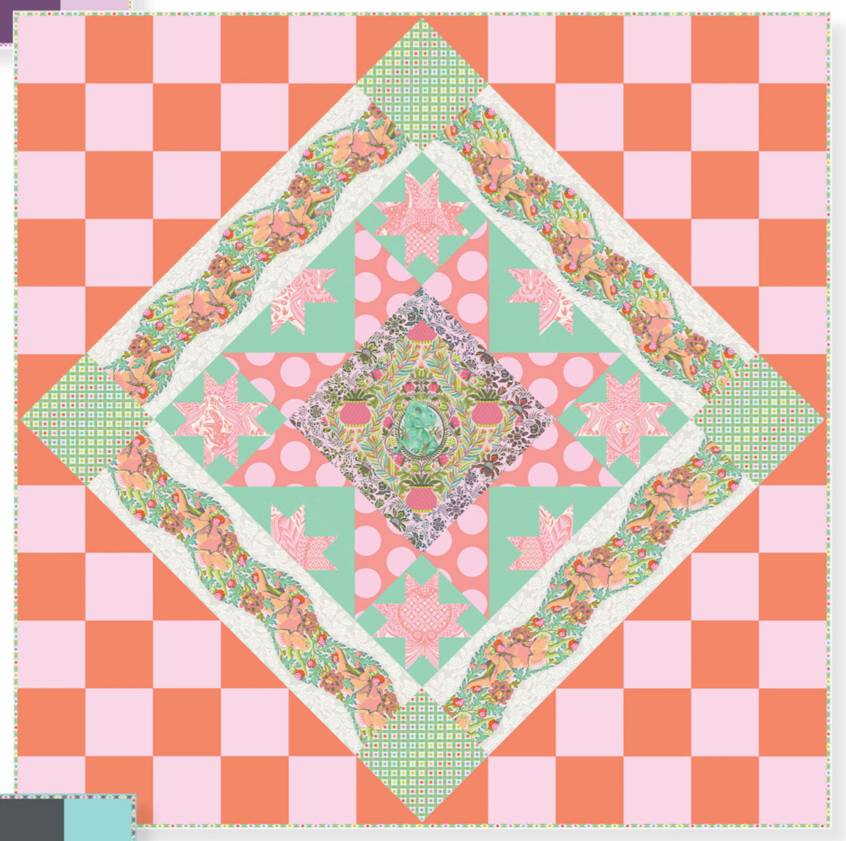 Aster Persimmon Quilt Kit featuring Roar – Strawberry Quiltcake